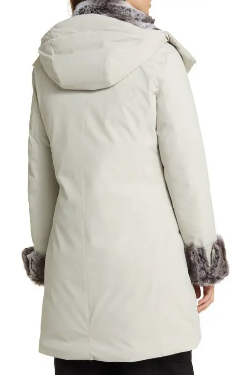 Save The Duck Samantha Hooded Parka With Faux Fur Lining In Rainy
